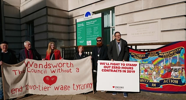 BWTUC members protest outside Wandsworth Town Hall Against Two Tier ...